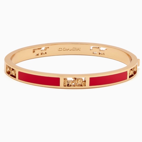 Coach | Jewelry | Coach Signature Horse Carriage Cutout Bangle Red ...